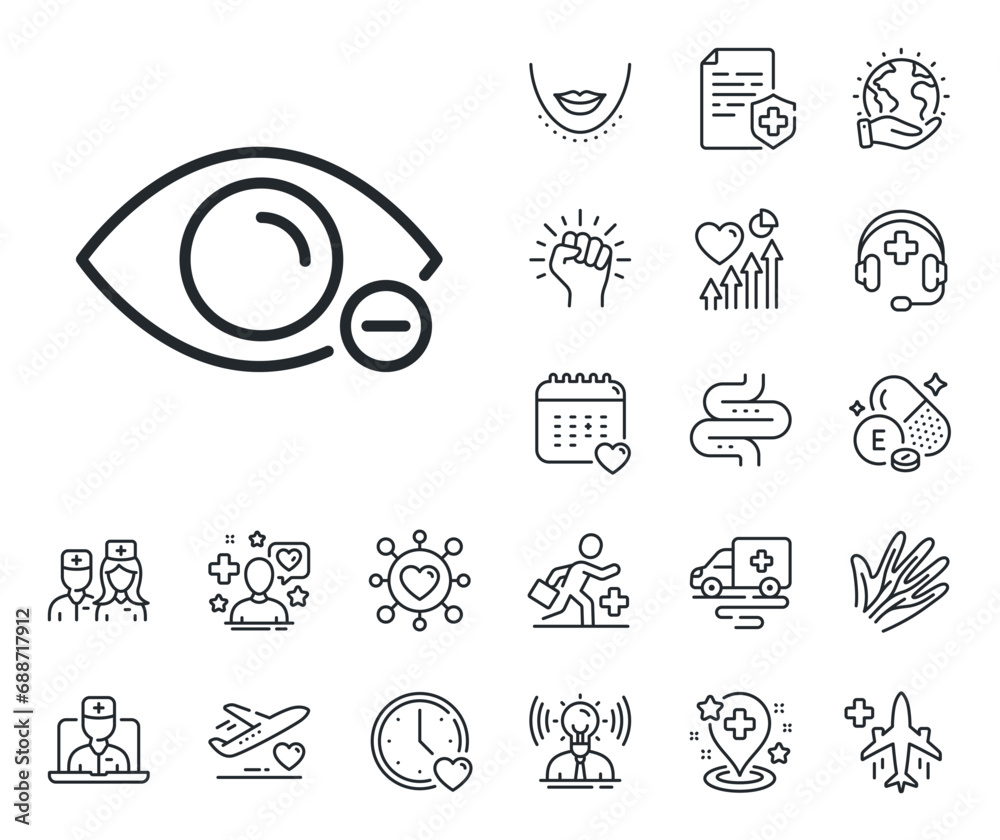 Eye diopter sign. Online doctor, patient and medicine outline icons ...
