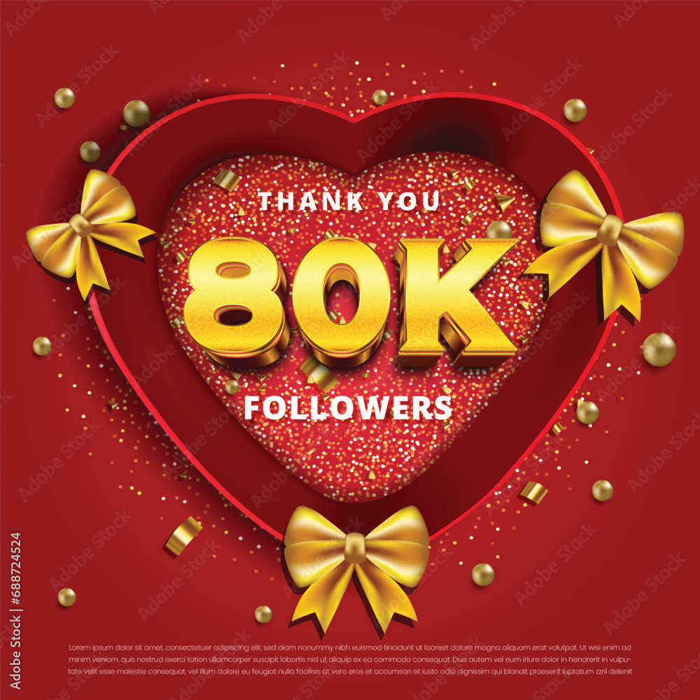 Thank you 80k followers, social media followers celebration vector ...