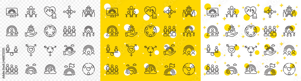 LGBT rights, Equal opportunities and respective needs icons. Equality ...