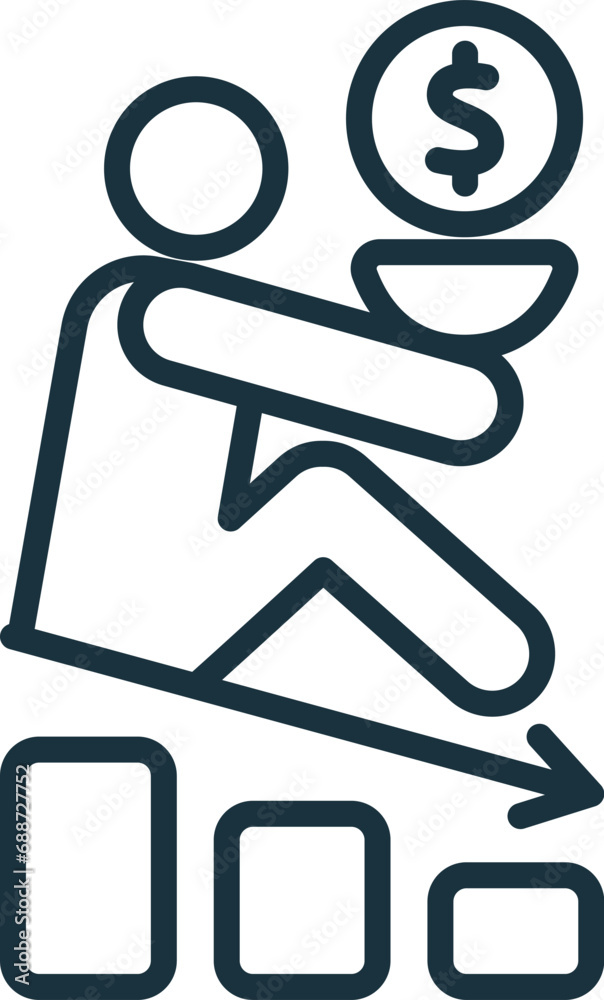 Poverty alleviation outline icon. Monochrome simple sign from social ...