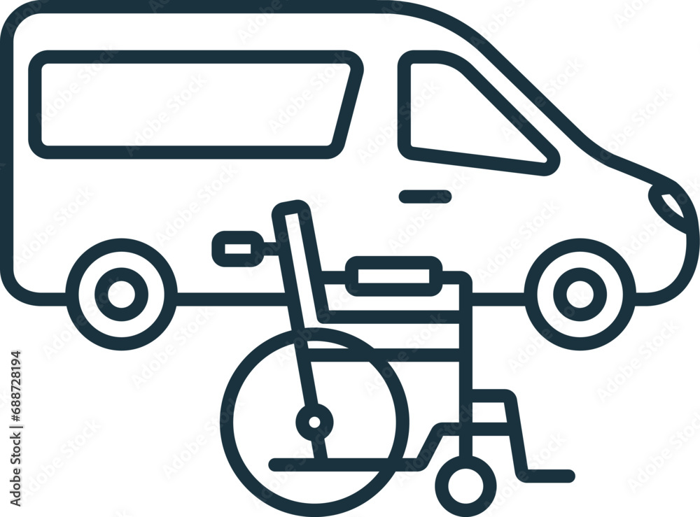 Accessible transportation outline icon. Monochrome simple sign from ...
