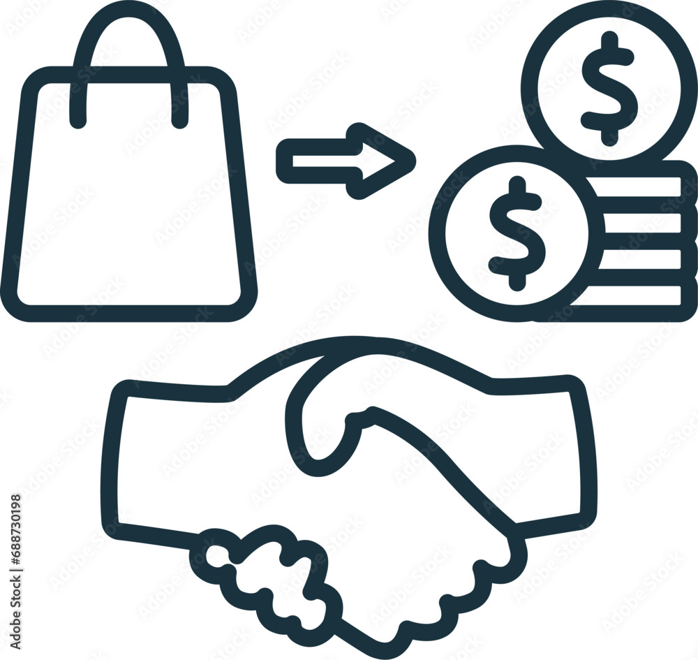 Fair trade outline icon. Monochrome simple sign from social causes and ...