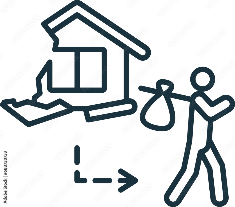 Refugees and asylum seekers outline icon. Monochrome simple sign from ...