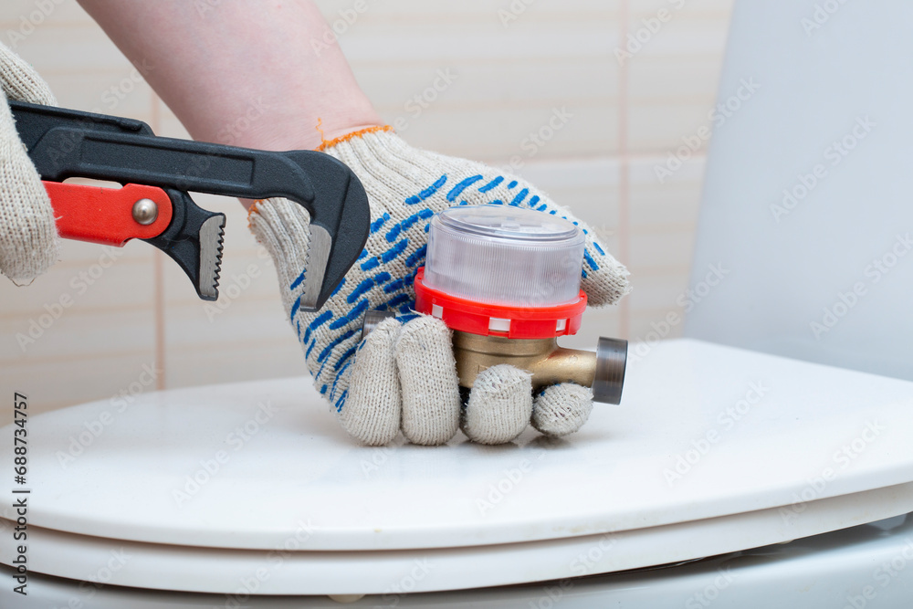 Installation of a meter for cold and hot water. Replacement of water ...