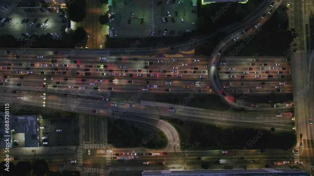 Looking Straight Down on City Streets and Highways With Traffic. Over ...