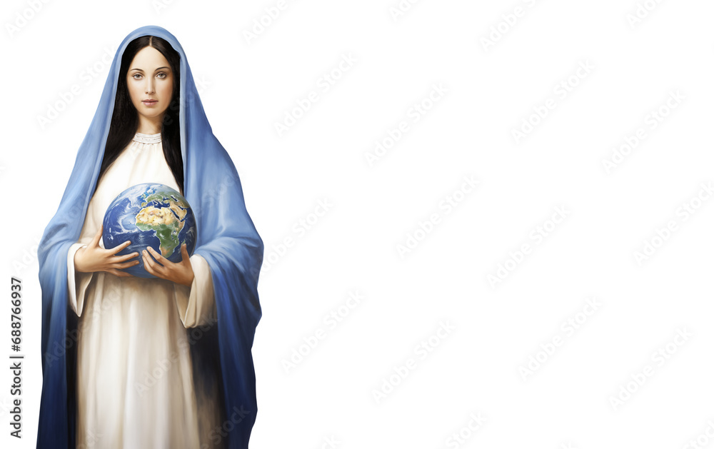 Mother Mary Mother of Jesus Holding Planet Earth in Her hands - Premium ...