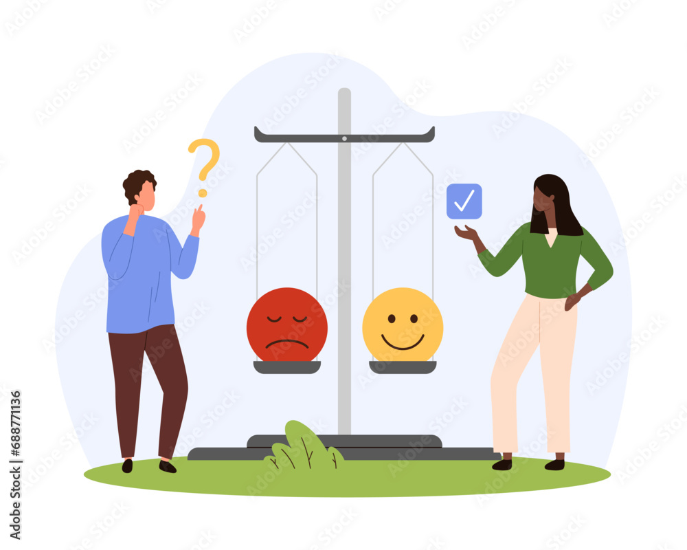 Pros and cons, choice benefits and threats analysis vector illustration ...