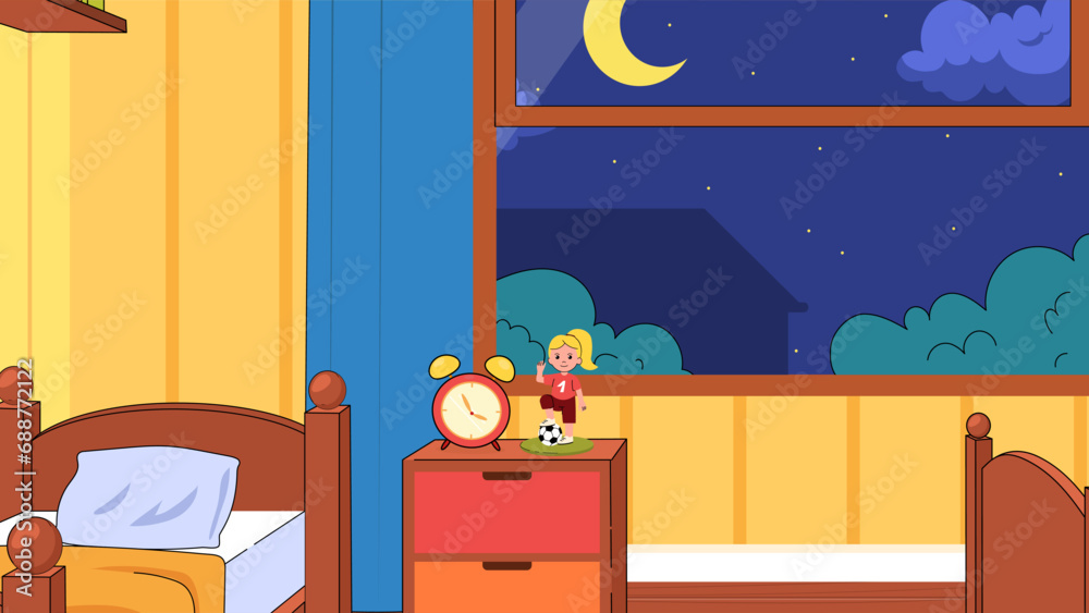 Cute children room. Cozy kids bedroom for sleep with furniture and ...
