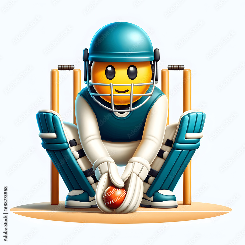 An emoji of a cricketer as a wicketkeeper, wearing gloves and pads ...