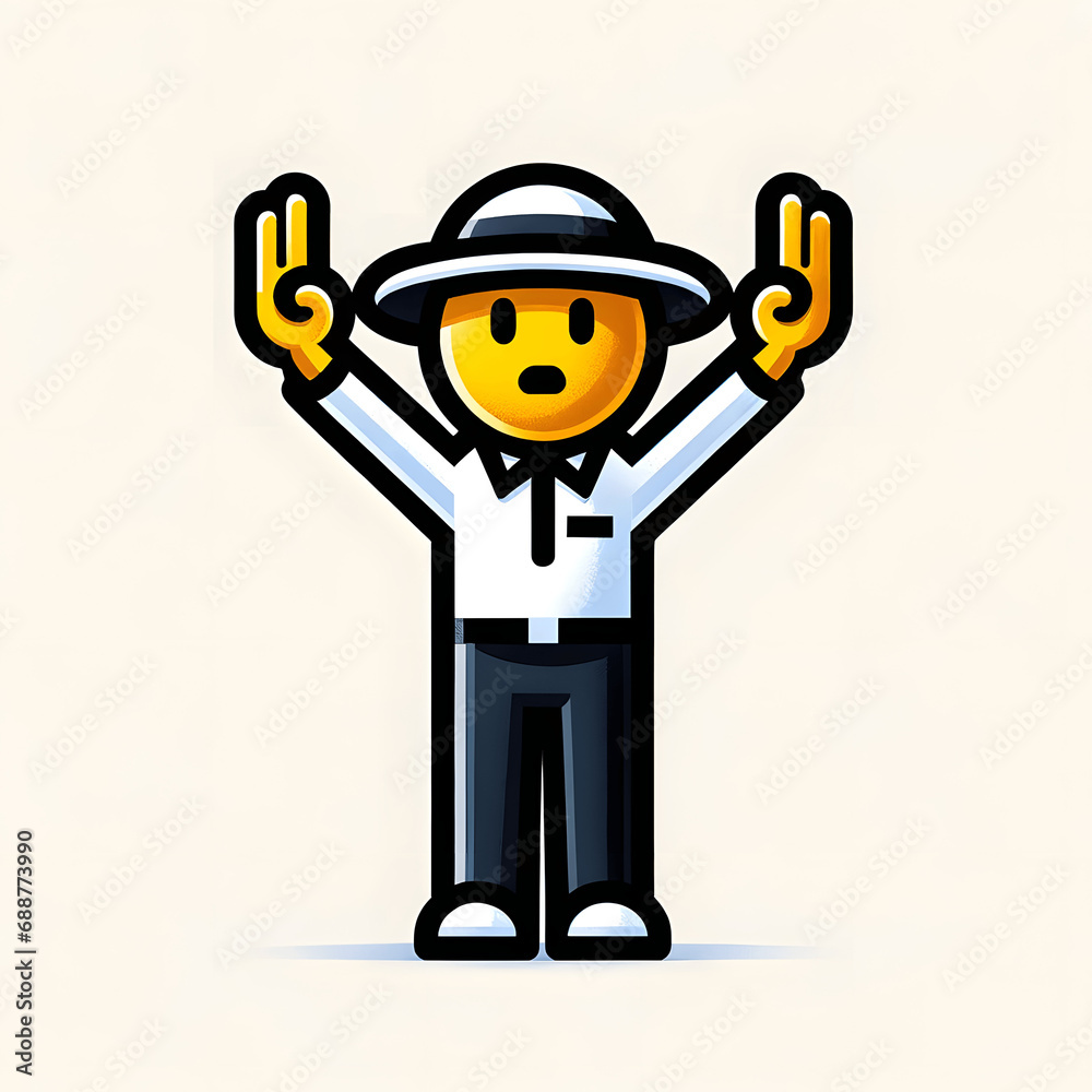 An emoji of a cricketer umpire, standing with arms outstretched ...
