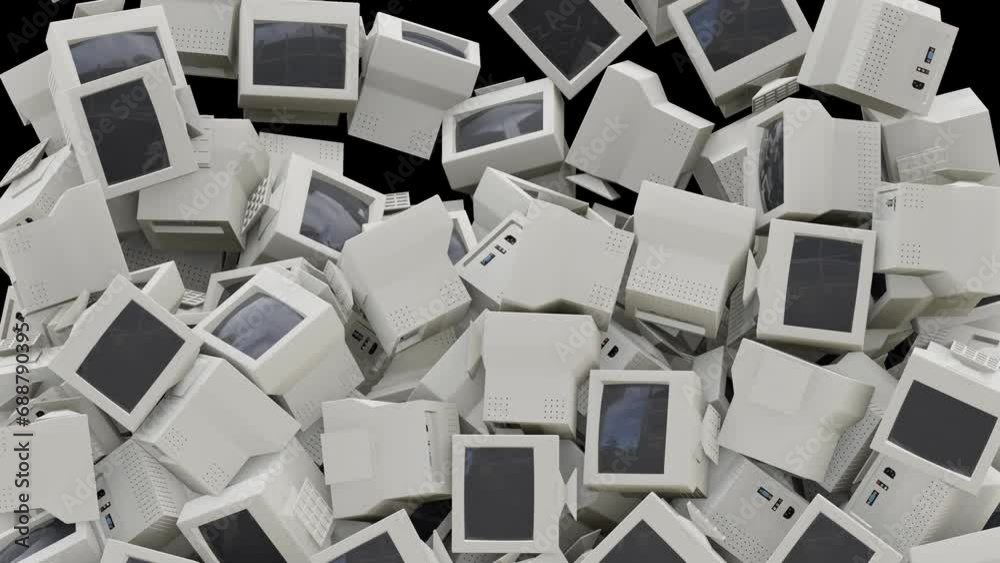 Old Retro Personal Computer Monitor Animation Transition Transparent ...