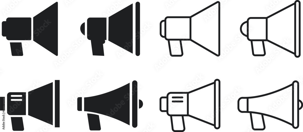 Vecteur Stock Megaphone icons set. Electric megaphone symbol ... Vecteur Stock Megaphone icons set. Electric megaphone symbol ...