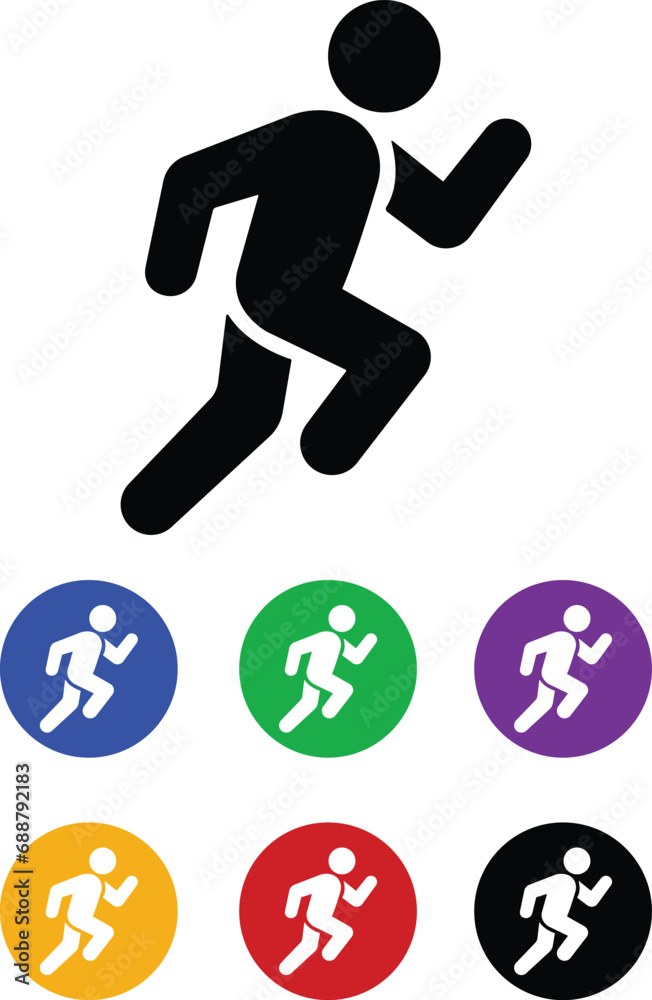 Running sport man icon in flat circle set. isolated on transparent ...