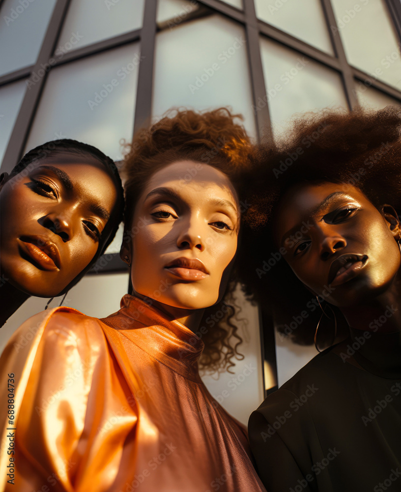 Beautiful young women of different colors and skin types who look like ...