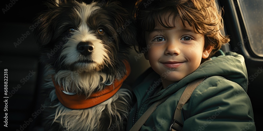 A young boy and his loyal terrier share a heartwarming bond, captured ...