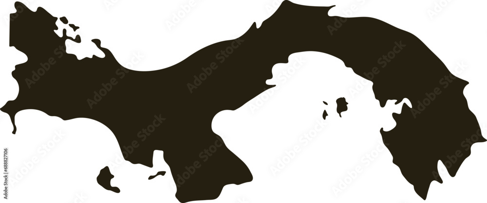 Map of Panama. Solid black map vector illustration Stock Vector | Adobe ...