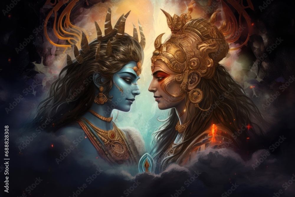 Shiva and Shakti coming together, when their energies merge, creating ...