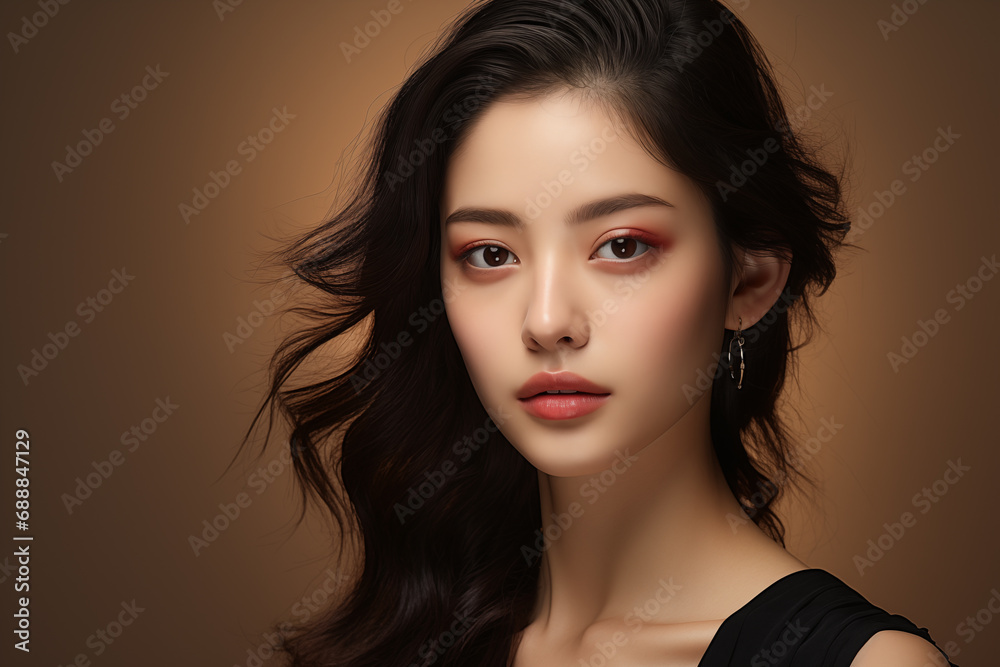 Skincare model. Makeup Model. Korean woman model with glowing skin ...