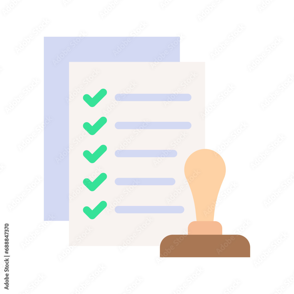 Approved document with stamp icon, Approved application concepts. Top ...