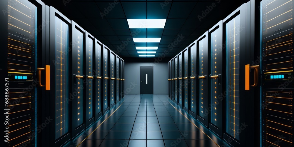 Modern Server racks in computer network security server room data ...