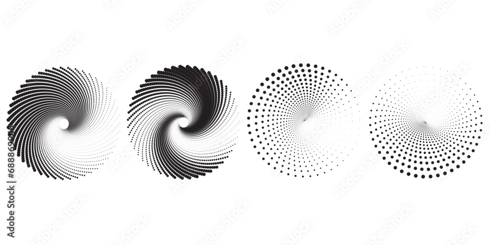 Halftone circular dotted frames set. Circle dots texture isolated on ...