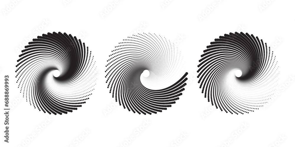 Halftone circular dotted frames set. Circle dots texture isolated on ...