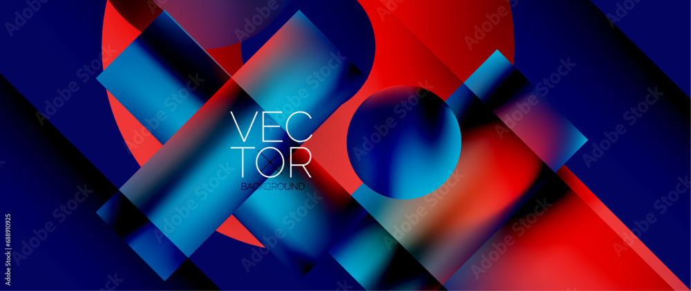 Squares and circles design. Fluid color gradients with metallic effects ...