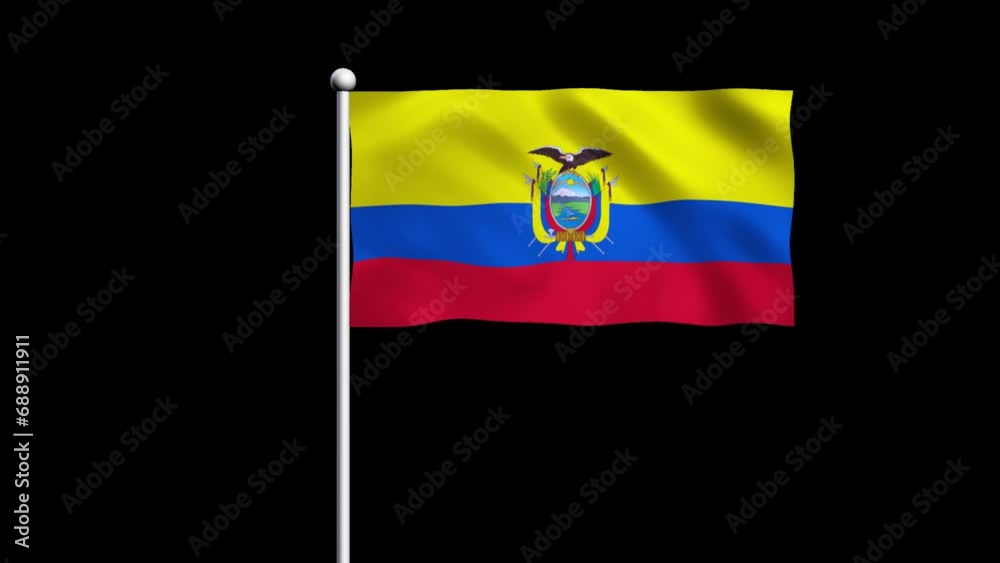 Ecuador Flag Blowing in Wind 4k Realistic 3d flag waving animation ...