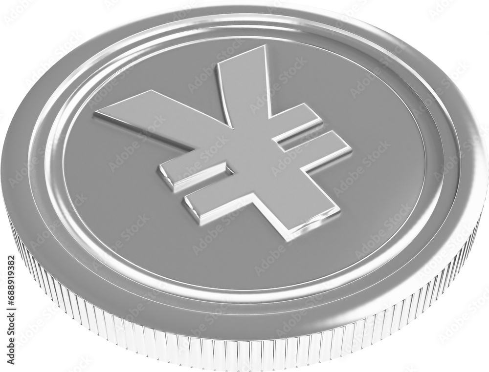 Digital png illustration of japan yen symbol on silver coin on ...