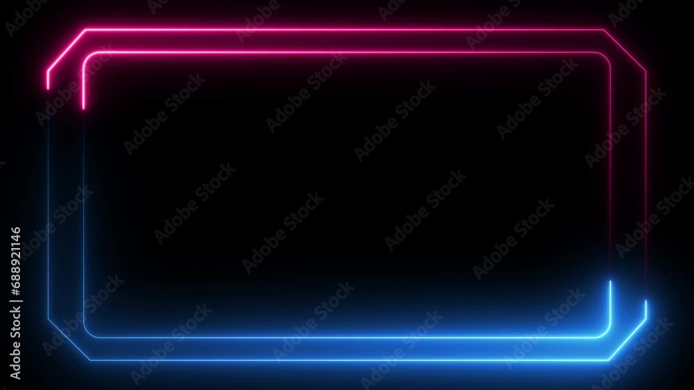 Neon border glowing frame background. Square rectangle neon border ...