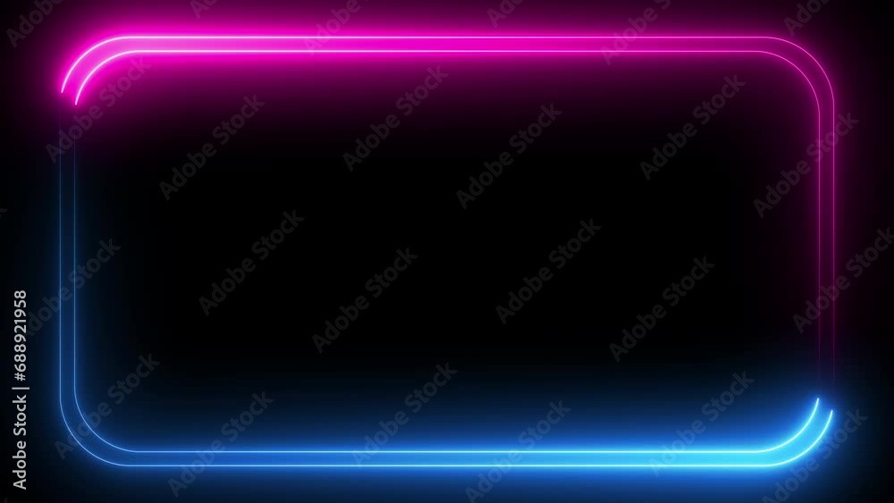 Neon border glowing frame background. Square rectangle neon border ...