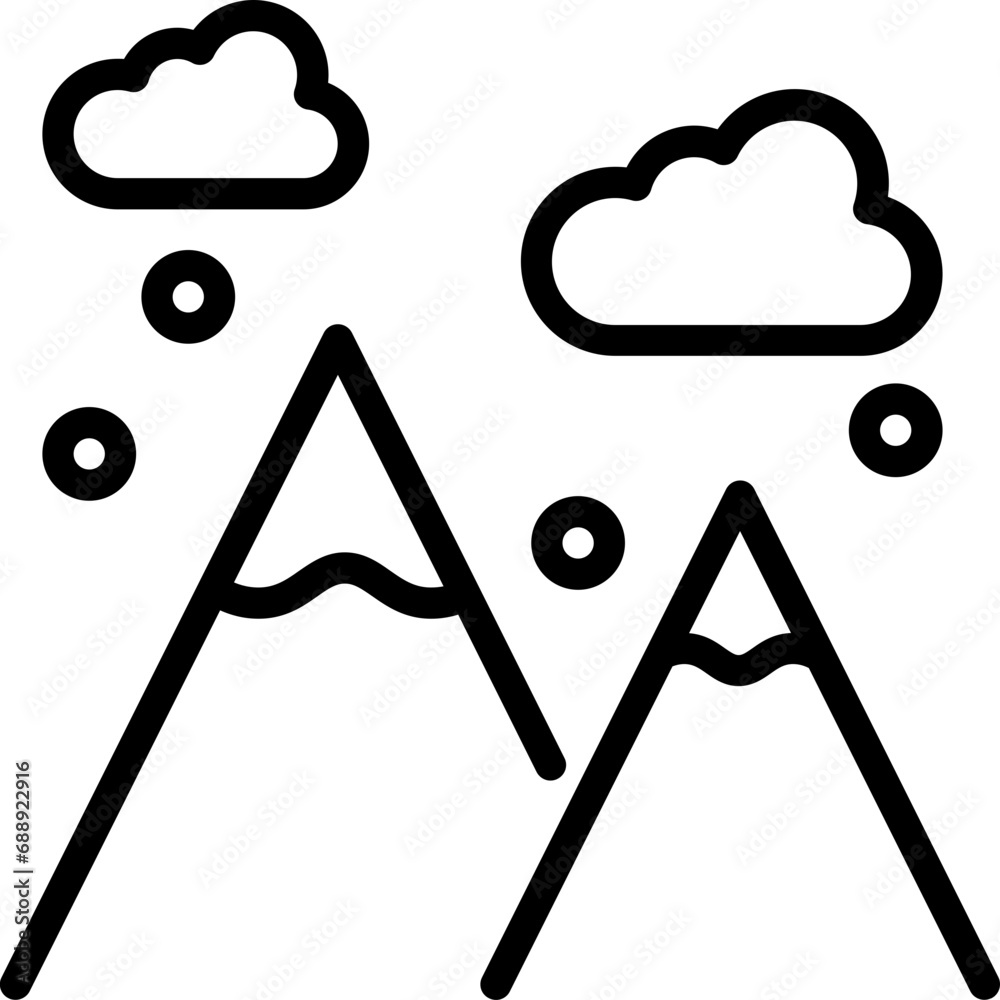 Mountain icon. Outline design. For presentation, graphic design, mobile ...