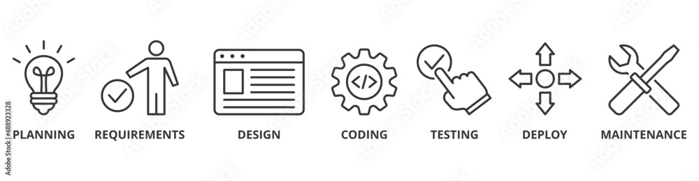 Software development life cycle banner web icon vector illustration ...