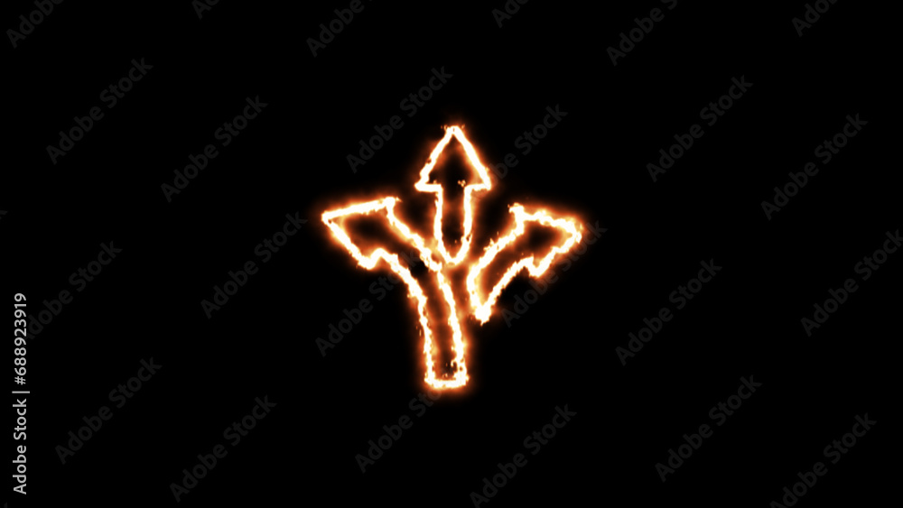 fire effect arrow points to the left, right, up. Flashing neon icon to ...
