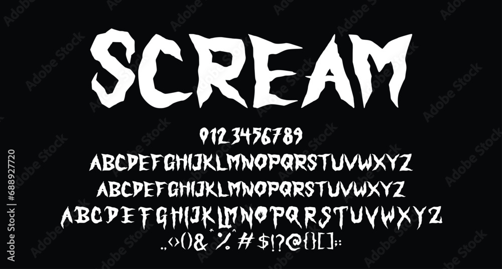 Scream Blackletter display font Best Alphabet Alphabet Brush Script ...