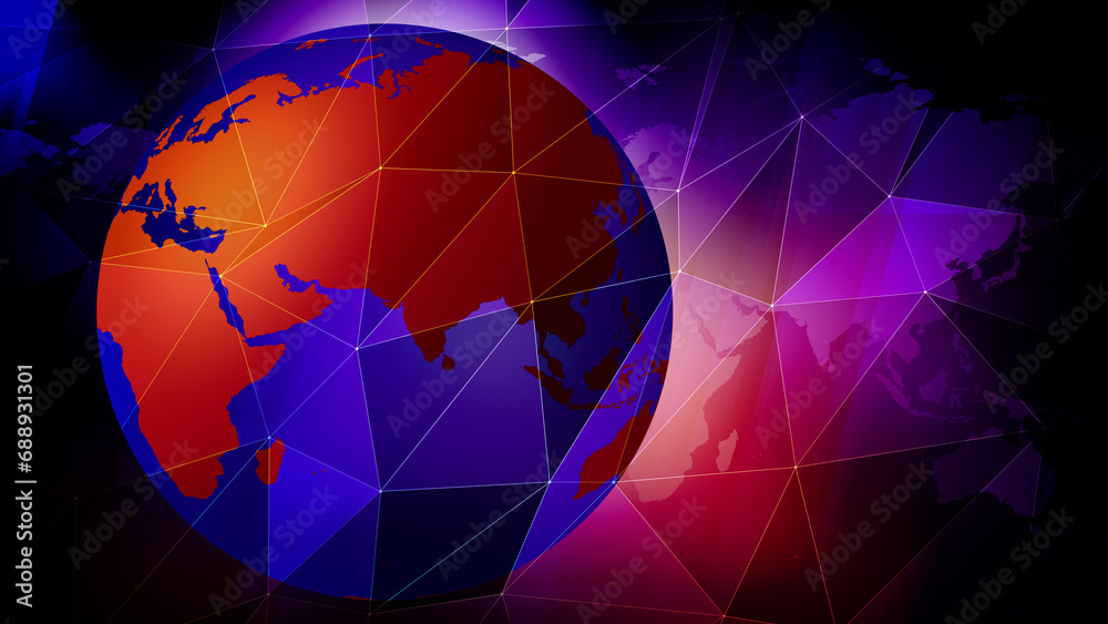 Global map triangles visual representation of earth continents ...
