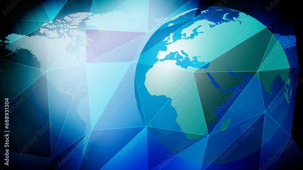 News background with globe map triangles for global earth world ...