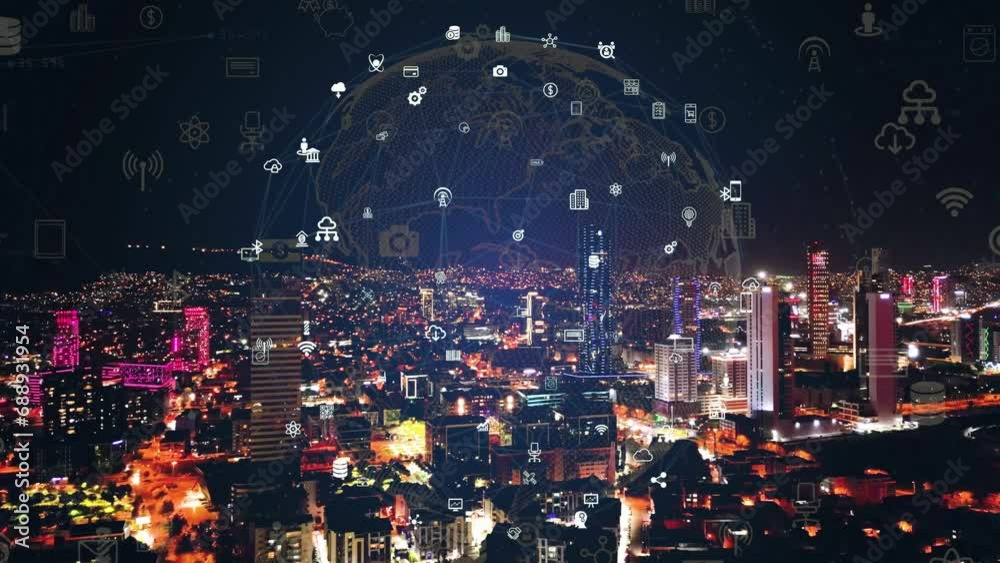 Smart city IOT internet of thing ICT digital technology futuristic ...