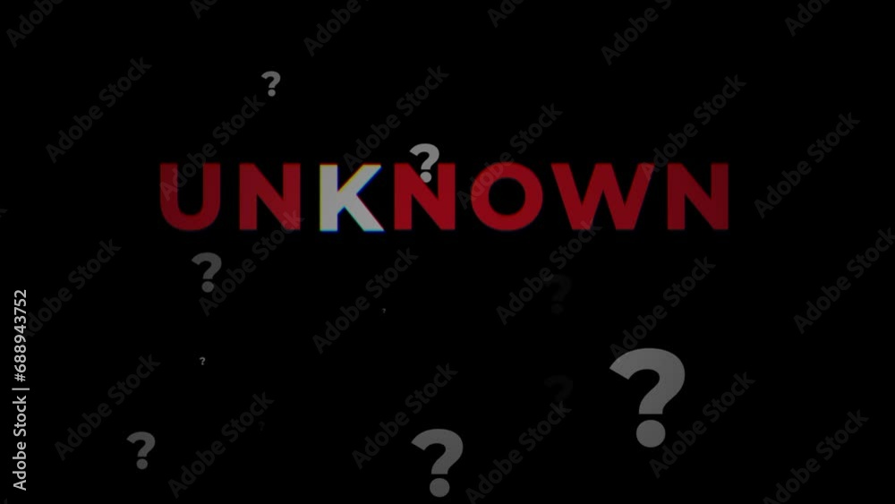 Glitch unknown sign typography with question marks on black background ...