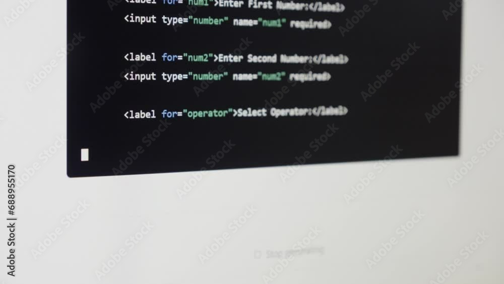Generating source code by AI ChatGPT, real screen capture, low aperture closeup view vídeo de ...