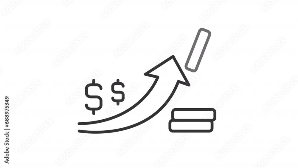 Cost of living line animation. Rising prices animated icon. Economic ...