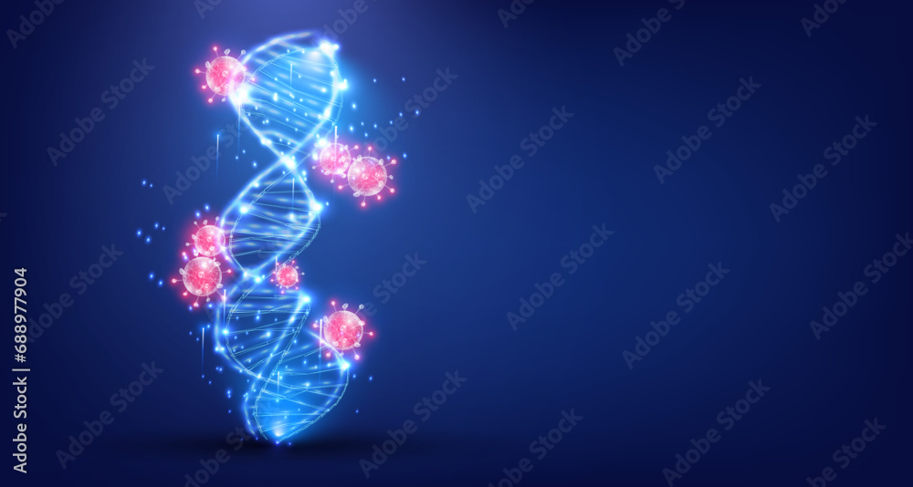 Vibrant Blue DNA Helix with Glowing Pink Nodes - Symbolizing ...