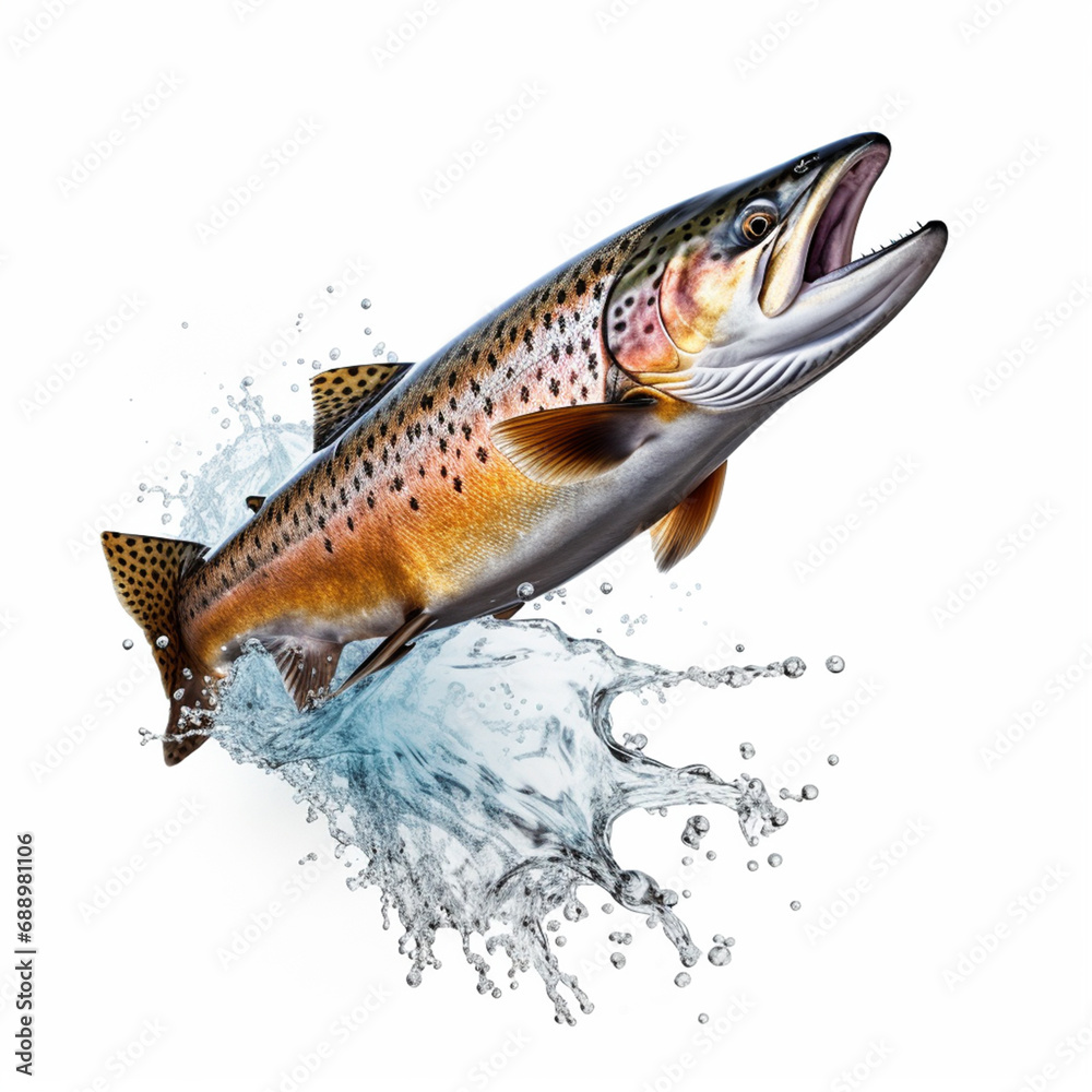 Photo & Art Print Atlantic Salmon fish jump pose isolated white ...