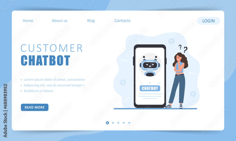 Customer chatbot concept. Landing page template. Woman talking with ...