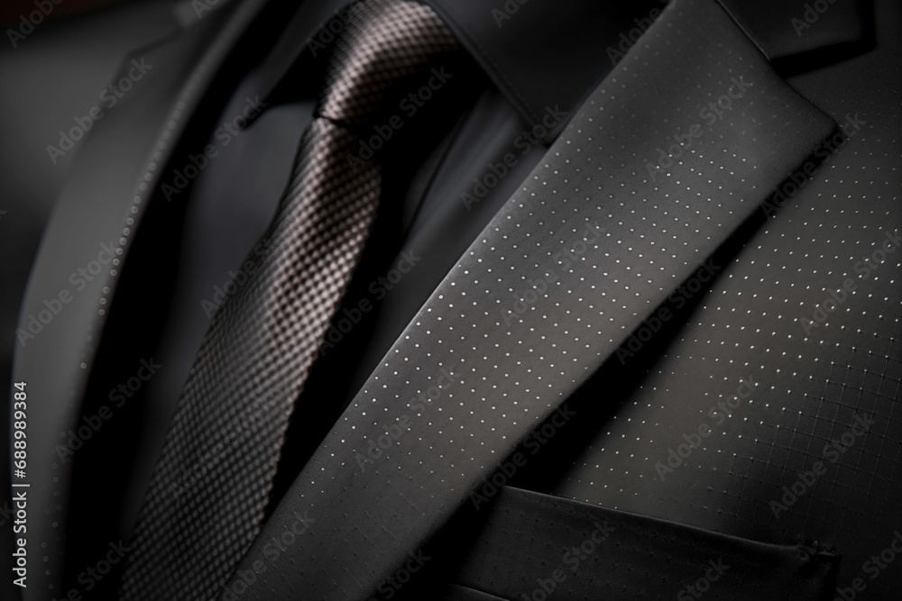 AI generated illustration of a formal black suit with a glamorous black ...