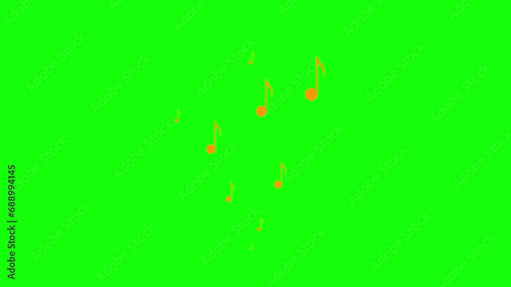 Animated orange notes fly from bottom to top. A wave of flying notes ...