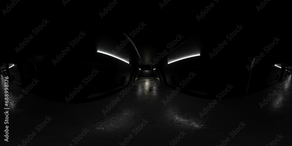 Dark Hallway 360 degree full panorama environment map 3d render ...