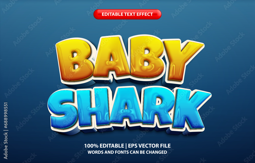 Vektorová grafika „Baby shark editable text effect template, 3d cartoon ...