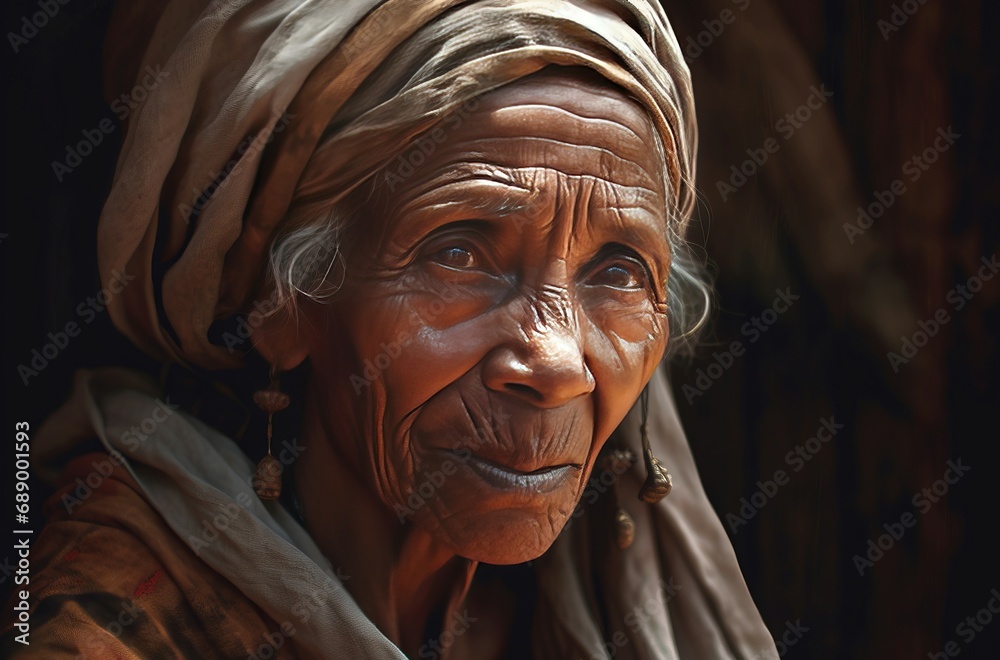 Old Ethiopian woman. Traditional ethnicity female aboriginal with ...