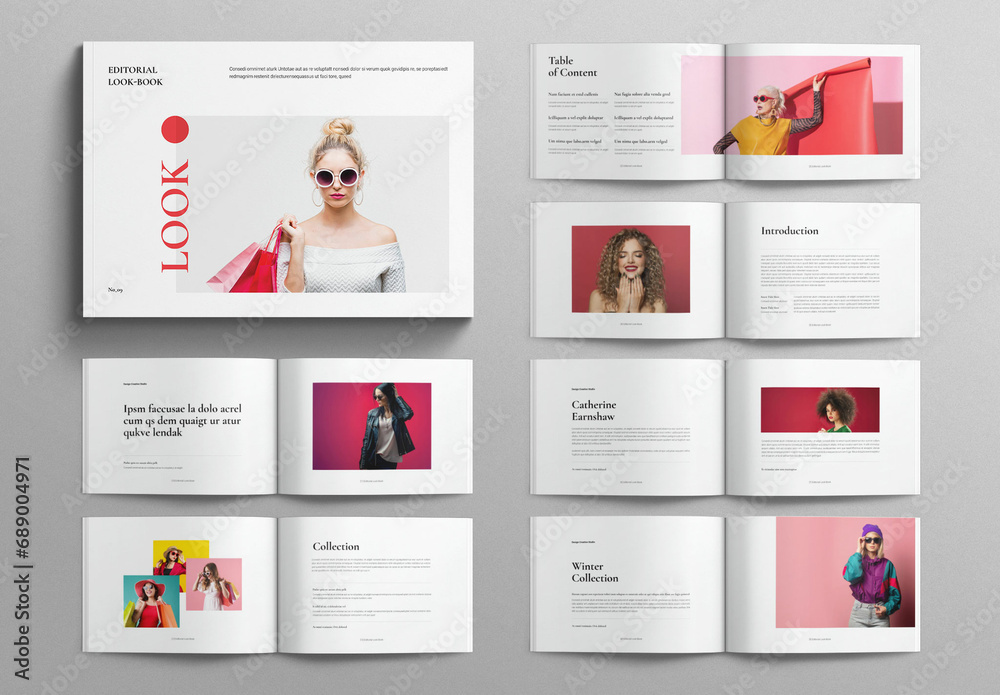 Modelo de Editorial Lookbook Template Design Layout Landscape do Stock ...